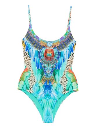 Camilla maillot de bain &agrave; imprim&eacute; graphique - Bleu