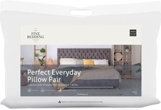 The Fine Bedding Company Luxuriöses Kissen für den täglichen Gebrauch, 2 Stück, mittelgroßes Stützkissen für Rücken- und Seitenschläfer. Bequemer, weicher Bezug aus 100% Baumw