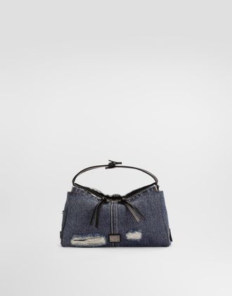 Dolce & Gabbana Vittoria Denim Patchwork Shoulder Bag - Mann Schultertasche Blue Onesize