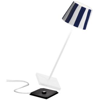 Zafferano Lampe LED Poldina Lido rayures bleues rechargeable IP65 ext&eacute;rieur, dimmable avec autonomie jusqu&agrave; 12 heures