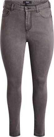 Zizzi Amy Super Slim Jean taille haute pour femme Taille 42-60, Gris denim, 50W / 32L