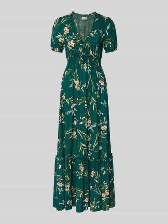 Apricot Maxikleid aus Viskose mit V-Ausschnitt