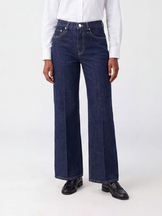 Khaite Jean &eacute;vas&eacute; Clara taille haute en denim de coton