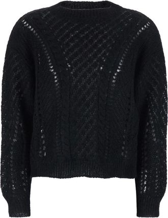 Twinset Femme, Pulls, Noir, Taille: 40 FR Mohair Blend Open Work Jumper