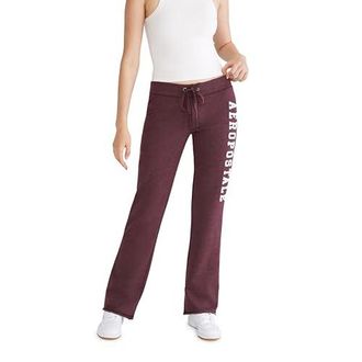 A&eacute;ropostale Womens Aero Logo Fit and Flare Sweatpants, Rich Burgundy, Medium