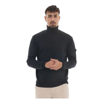 Peuterey Pull ras du cou &agrave; col roul&eacute; - Homme - Pulls - Bleu - Taille: M