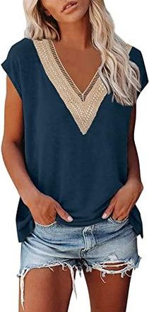 Generic NNGOTD Chemisier Femme Chic et &Eacute;l&eacute;gant, T-Shirt Femme Manches Courtes Col Rond Tee Shirt De Sport Court Imprim&eacute; Elastique Haut d&eacute;t&eacute; Haut Sport Femme C