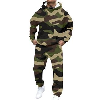 Generico Survêtement camouflage pour homme - Coupe ample - Confortable - Sweatshirt et pantalon de jogging - Fitness - Manches longues - Survêtement pour la gy