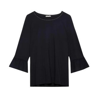 Elena Miro T-Shirt mit Volant&auml;rmel und Ketten-Detail - - Tops - Damen - Blau - L