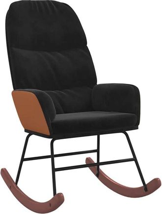vidaXL Schaukelstuhl Schwarz Samt - Vidaxl