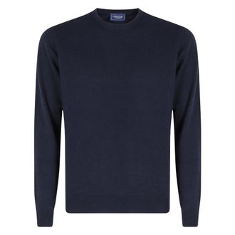 Drumohr Maglia Girocollo Lana Cash Baba - - Knitwear - Herren - Blau - XL