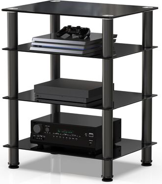 Fitueyes TV Rack HiFi Regal Audio Schrank Glas und Alu 600x455x762mm AS406001GB