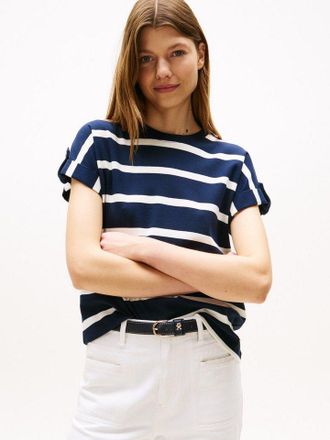 Tommy Hilfiger Kurzarmshirt GOLD BUTTON MDRN C-NK SS TEE mit goldfarbenen Knopf