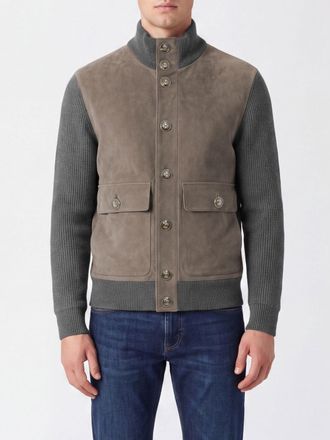 Brunello Cucinelli Bomberjacke aus Wildkalbsleder mit Strickdetails