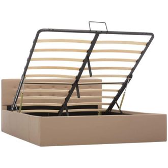 vidaXL Stauraumbett Hydraulisch Cappuccino-Braun Kunstleder 140&times;200 cm vidaXL