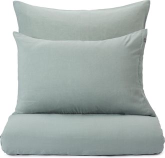 Urbanara Leinen-Lyocell-Bettbezug Torreira 200x200cm, Salbeigrün, Schlichte Bettwäsche aus Leinengemisch, Leinwandbindung, Schadstofffrei, Mit Reißverschluss, 