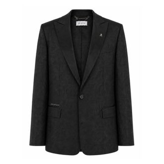 Philipp Plein Jacquard-Blazer Regular Fit Monogramm - - Jackets - Herren - Schwarzk - 3XL