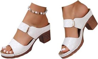 Generic Sandales dété pour femme 2026, talons hauts épais, fleurs avec bouche de poisson, sandales dété habillées décontractées avec sangle de cheville ajouré