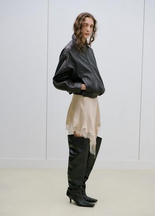 Mango Jupe lingerie crois&eacute;e avec ouverture beige - Femme - 34 - MANGO