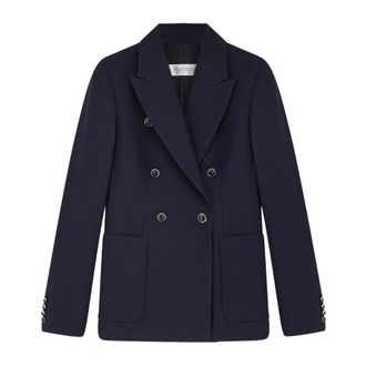 Max Mara Femme, Vestes, Bleu, Taille: 36 FR Blazer Crois&eacute;