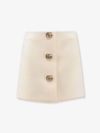 Gucci Wool cr&ecirc;pe skirt with Double G button - GUCCI - gender_Woman