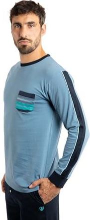 Mariner Pyjama Long Homme Encolure Ronde en Jersey de Coton sup&eacute;rieur Gris F483 - Couleur - Gris - Taille - 5/XL