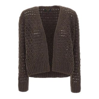 Gran Sasso Cardigan en maille ajour&eacute;e - Femme - Pulls - Brun - Taille: 36 FR