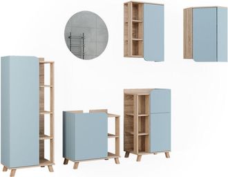 Vicco Meubles bain Karen, Bleu-gris, 5 pi&egrave;ces