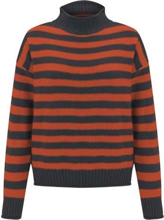 Generic Pull rayé pour femme - Pull léger à manches longues et col roulé - Pull en tricot torsadé, bleu, Taille unique