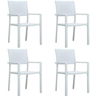vidaXL Gartenst&uuml;hle 4 Stk. Wei&szlig; Kunststoff Rattan-Optik Vidaxl