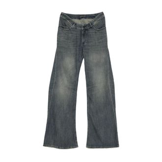 Balenciaga Graue Low-Rise Jeans mit Fransensaum - - Jeans - Damen - Grau - W27