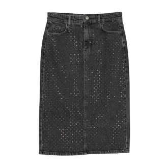Twinset Denimrock mit Strass-Applikationen - - Skirts - Damen - Schwarzk - M