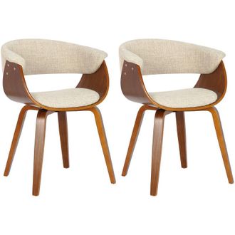 Clp 2er Set St&uuml;hle Bruce Stoff walnuss/creme