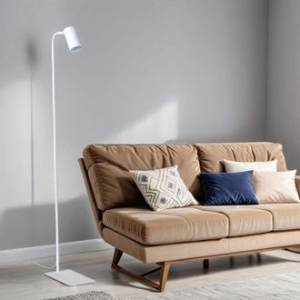 Licht-Erlebnisse Lampadaire bas 120 cm abat-jour r&eacute;glable blanc GU10 Salon