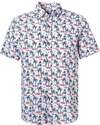 Bugatti Herren Kurzarmhemd blau Baumwolle