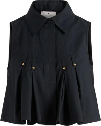 Elisabetta Franchi Femme, Blouses et Chemises, Noir, Taille: 40 FR Georgette Jacquard Shirt