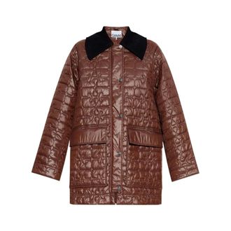 Ganni Gepolsterte braune Oberbekleidung mit Druckkn&ouml;pfen - - Jackets - Damen - Braun - 2XS