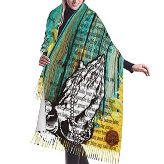 Generic Psaume 91 Il MAppellera Et Je Lui Répondrai Verset Prêt Tournesol Écharpe Femme Doux Glands Foulard Élégant Echarpe Cadeau