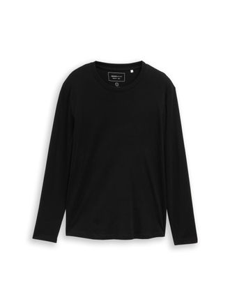 Tom Tailor Herren 1048962 Basic Langarmshirt Aus Baumwolle, 29999 - Black, XL EU