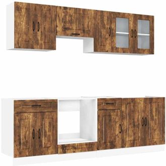 vidaXL 8-tlg. K&uuml;chenschrank-Set Kalmar R&auml;uchereiche Holzwerkstoff Vidaxl