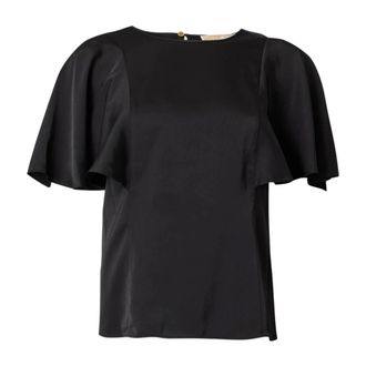 Michael Kors Blouse Manches Cape en Satin - Femme - Blouses et Chemises - Noir - Taille: 38 FR