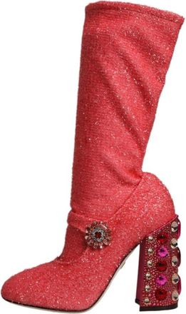 Dolce & Gabbana Femme, Chaussures, Rose, Taille: 37 EU Bottines &agrave; paillettes