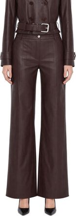 Patrizia Pepe Pantalon &eacute;vas&eacute; taille haute en similicuir lisse