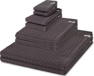 M&ouml;ve Piqu&eacute;e 8-teiliges Handtuch Set - 2X Seif-, 2X G&auml;ste-, 2X Duschtuch, 2X Handtuch - Waffelpiqu&eacute; Baumwolle, Extra Saugf&auml;hig & Weich, Kordelaufh&auml;nger, Pfl