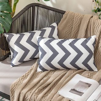 Miulee 2er Set Outdoor Kissenbez&uuml;ge Wellen Gestreift Kissenbezug wasserdichte Kissenh&uuml;lle Dekokissen Sofakissen Dekorativ Couchkissen Bezug f&uuml;r Sofa Wohnzimm