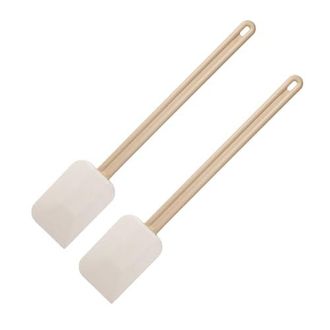 Fackelmann 9316650 Lot de 2 Maryse géante, spatule à pâtisserie, Longueur Totale 52 cm, Manche résine, Blanc|beige