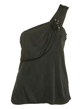 Gucci blouse asym&eacute;trique &agrave; broche fleur - Noir