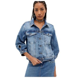 Liu Jo Jeansjacke mit Nieten und 3/4-&Auml;rmeln - - Jackets - Damen - Blau - S