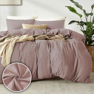 Puredown 1PCS Housse de Couette 250 x 200cm +2PCS Taies doreiller Federa 50 x 80cm,Sets de Housse Couette en Microfibre, Parure de Lit, Oeko-TEX,Rose