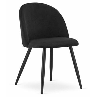 Private Label Chaise Valora Bello en velours noir avec pieds en m&eacute;tal